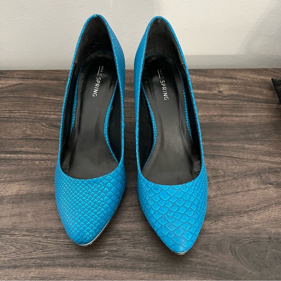 Call It Spring | Shoes | Scale Print Blue Heels | Poshmark